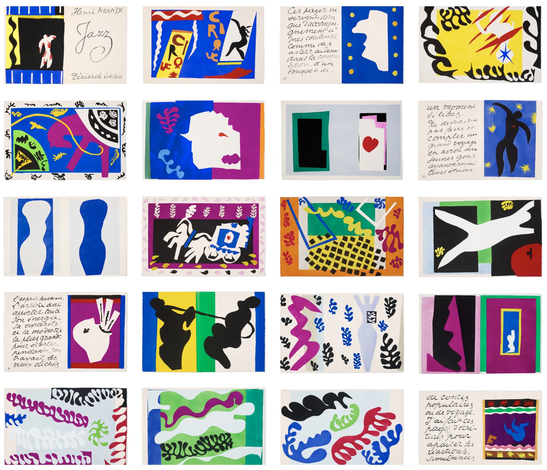 Henri Matisse - Jazz, 1947, set of twenty pochoirs